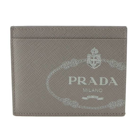 Parada | Bags | Prada Saffiano Leather Card Case Pass Case Card Holder Gray | Poshmark